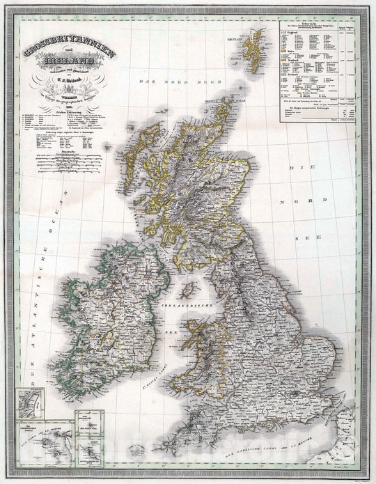Historic Wall Map : 1835 Great Britain and Ireland. - Vintage Wall Art ...