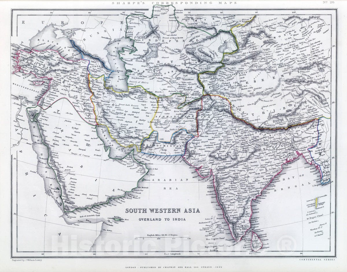 Historic Map : 1848 South Western Asia. - Vintage Wall Art - Historic ...