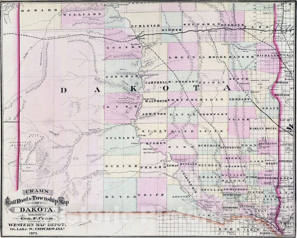 Historic Map : National Atlas - 1875 Dakota. - Vintage Wall Art ...