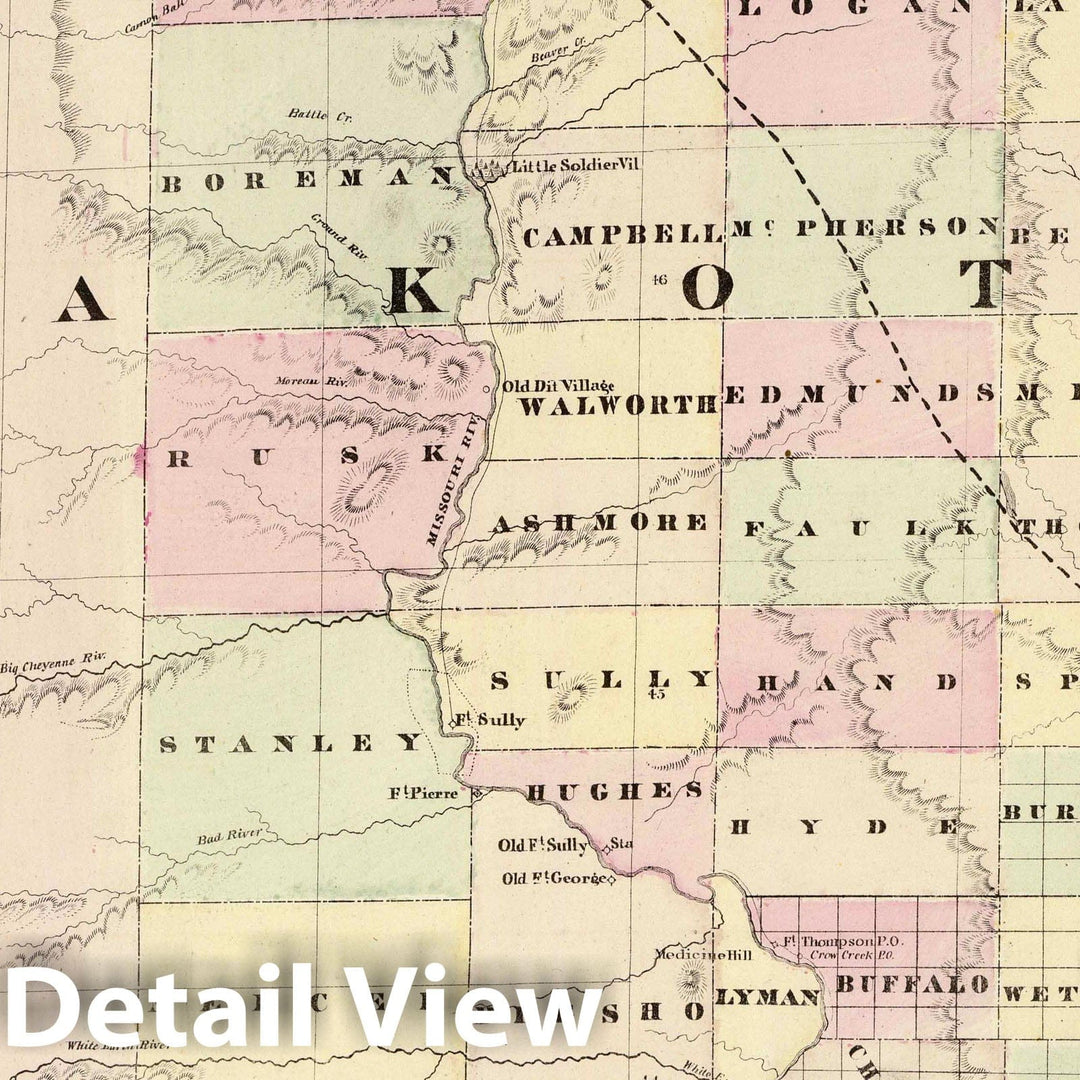 Historic Map : National Atlas - 1875 Dakota. - Vintage Wall Art ...