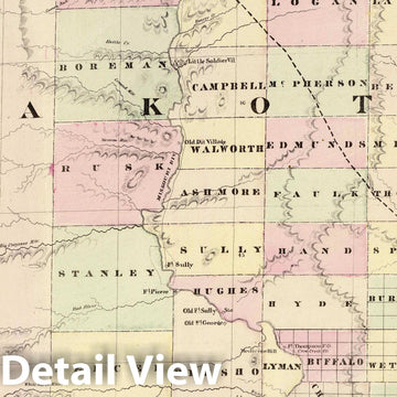 Historic Map : National Atlas - 1875 Dakota. - Vintage Wall Art ...