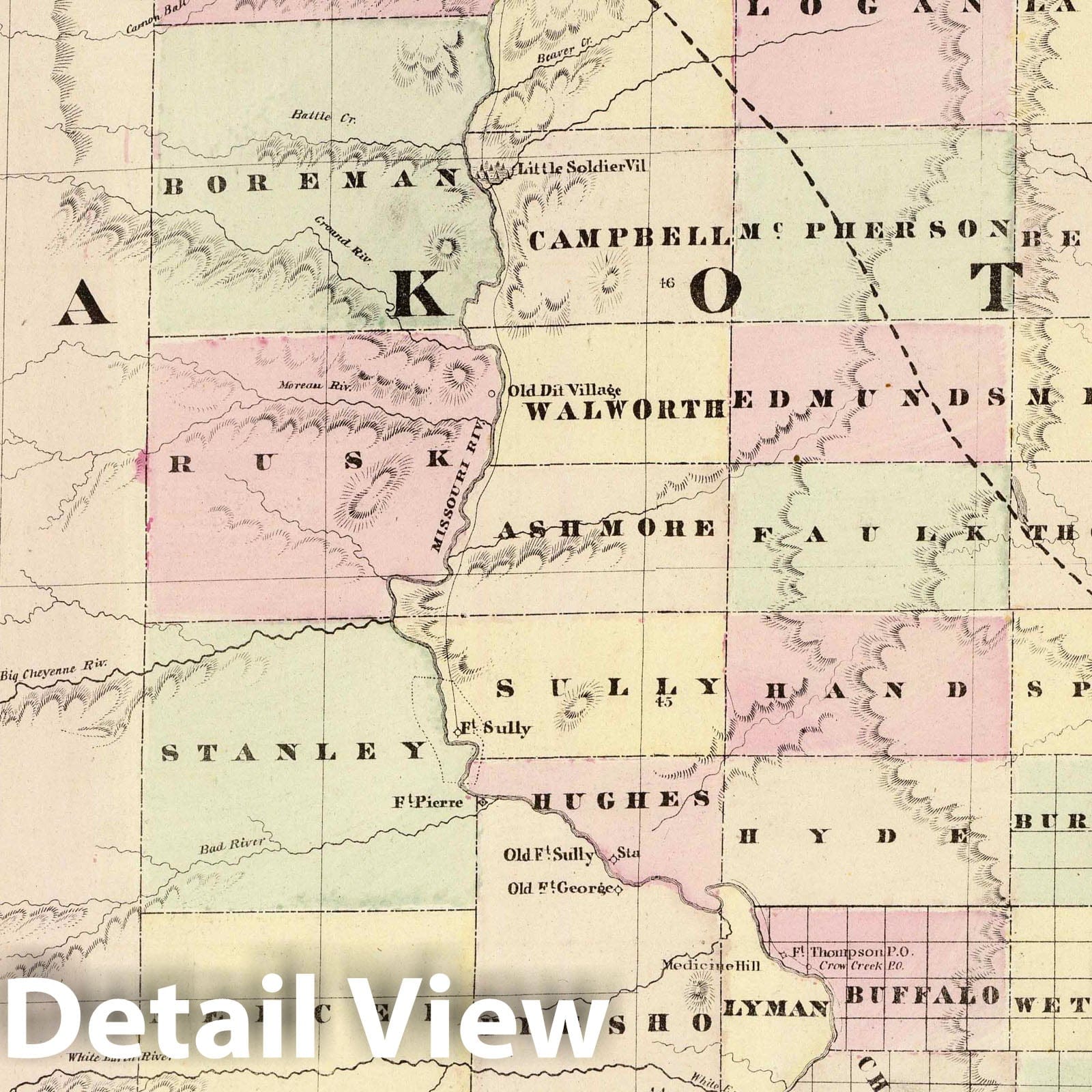 Historic Map : National Atlas - 1875 Dakota. - Vintage Wall Art ...