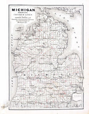 Historic Map : 1873 Michigan showing contour lines. - Vintage Wall Art ...