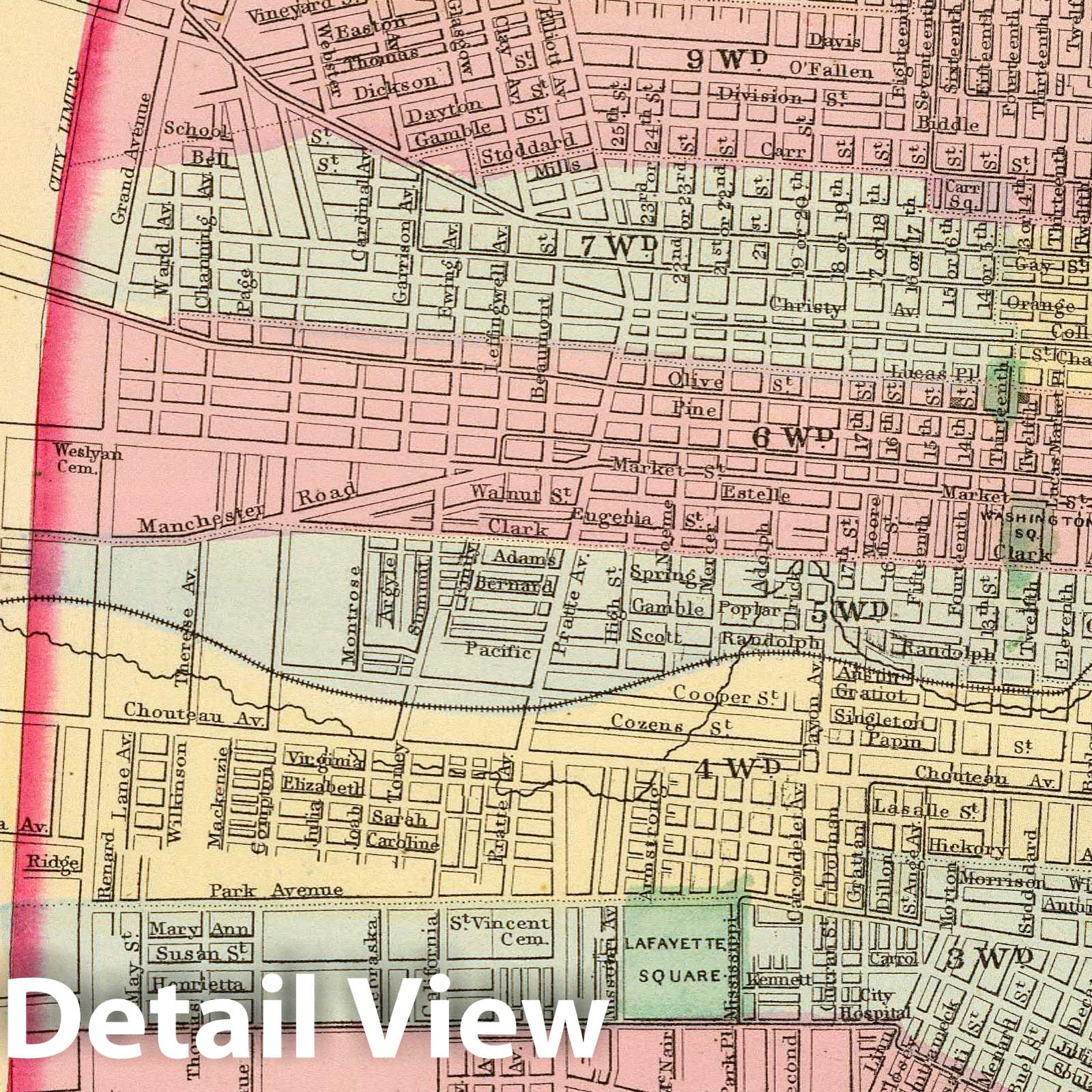 Historic Map : 1870 St. Louis. - Vintage Wall Art - Historic Pictoric