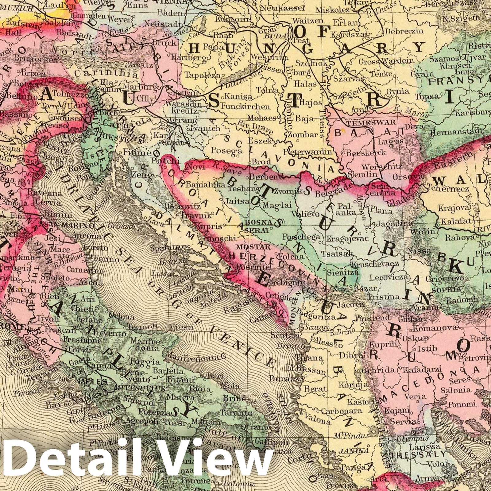 Historic Map : 1870 Austrian Empire, Italy, Turkey in Europe, Greece ...