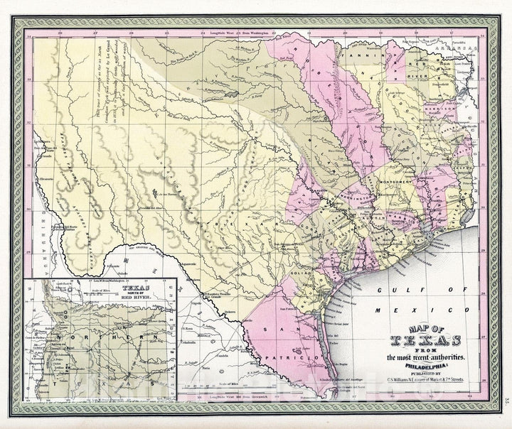 Historic Wall Map : Texas, 1849 Map of Texas , Vintage Wall Art ...
