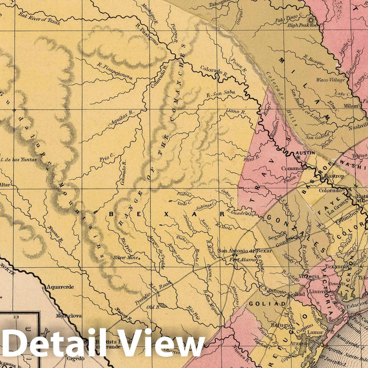 Historic Wall Map : Texas, 1849 Map of Texas , Vintage Wall Art ...