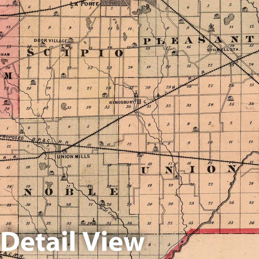 Historic Map : 1874 Sectional Map of LaPorte County, Indiana. - Vintag ...