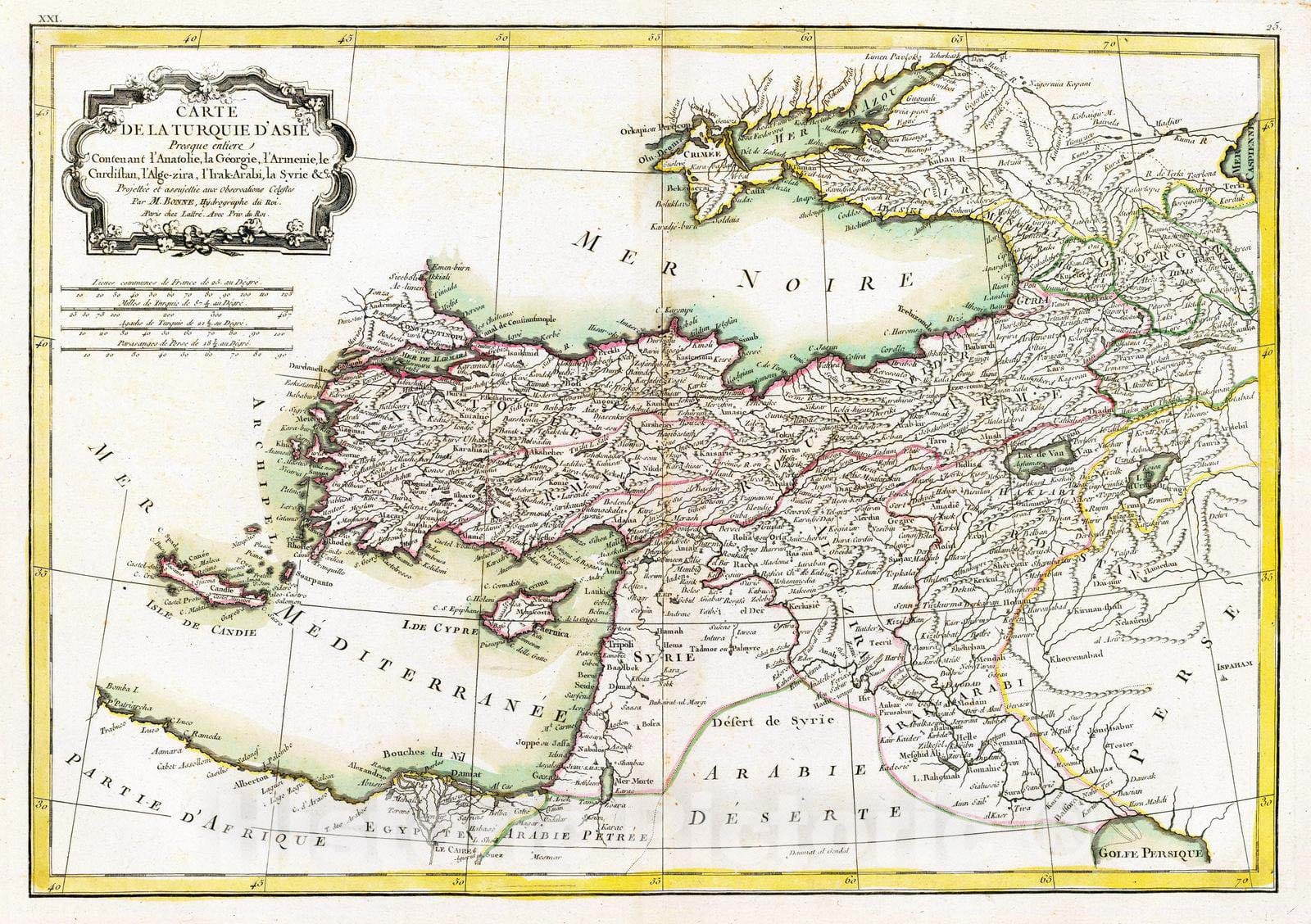 Historic Map : Syria; Turkey, Caucasus 1791 Turquie d'Asie. , Vintage ...