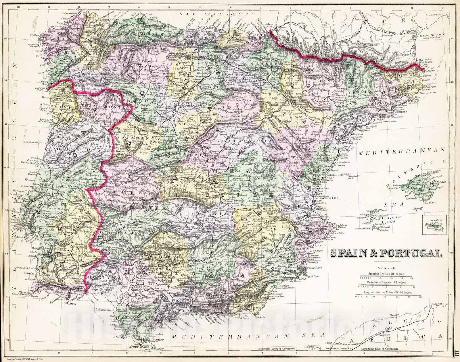 Historic Map : 1890 Spain and Portugal : Vintage Wall Art – Historic ...