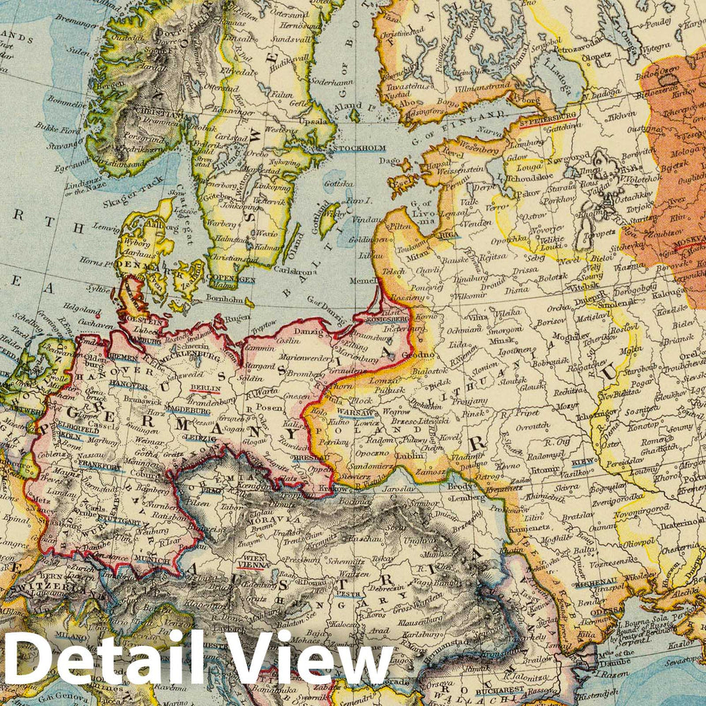 Historic Map : 1883 Europe. - Vintage Wall Art – Historic Pictoric