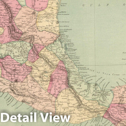 Historic Map : 1873 Mexico and Central America Comprising Guatemala, H ...