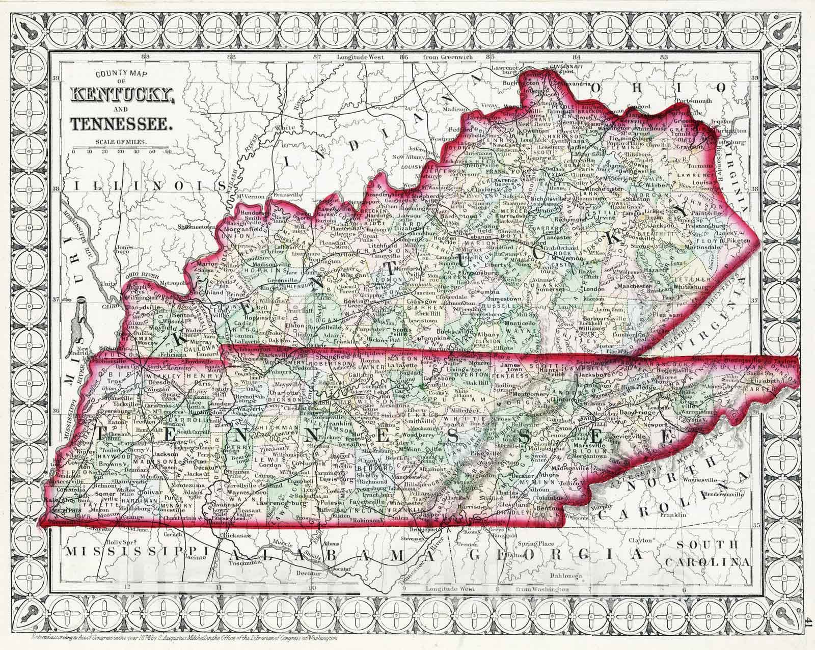 Map Of Kentucky By County