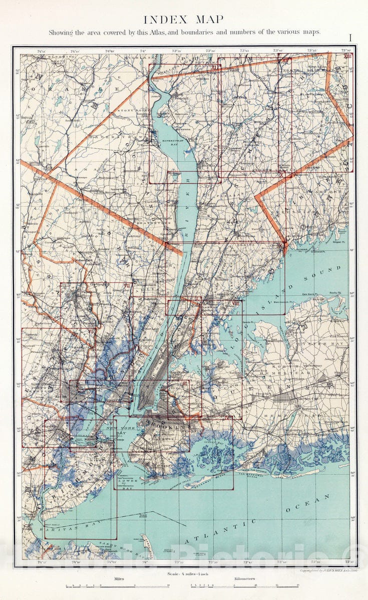 Historic Map : City Atlas - 1891 Index map. - Vintage Wall Art ...