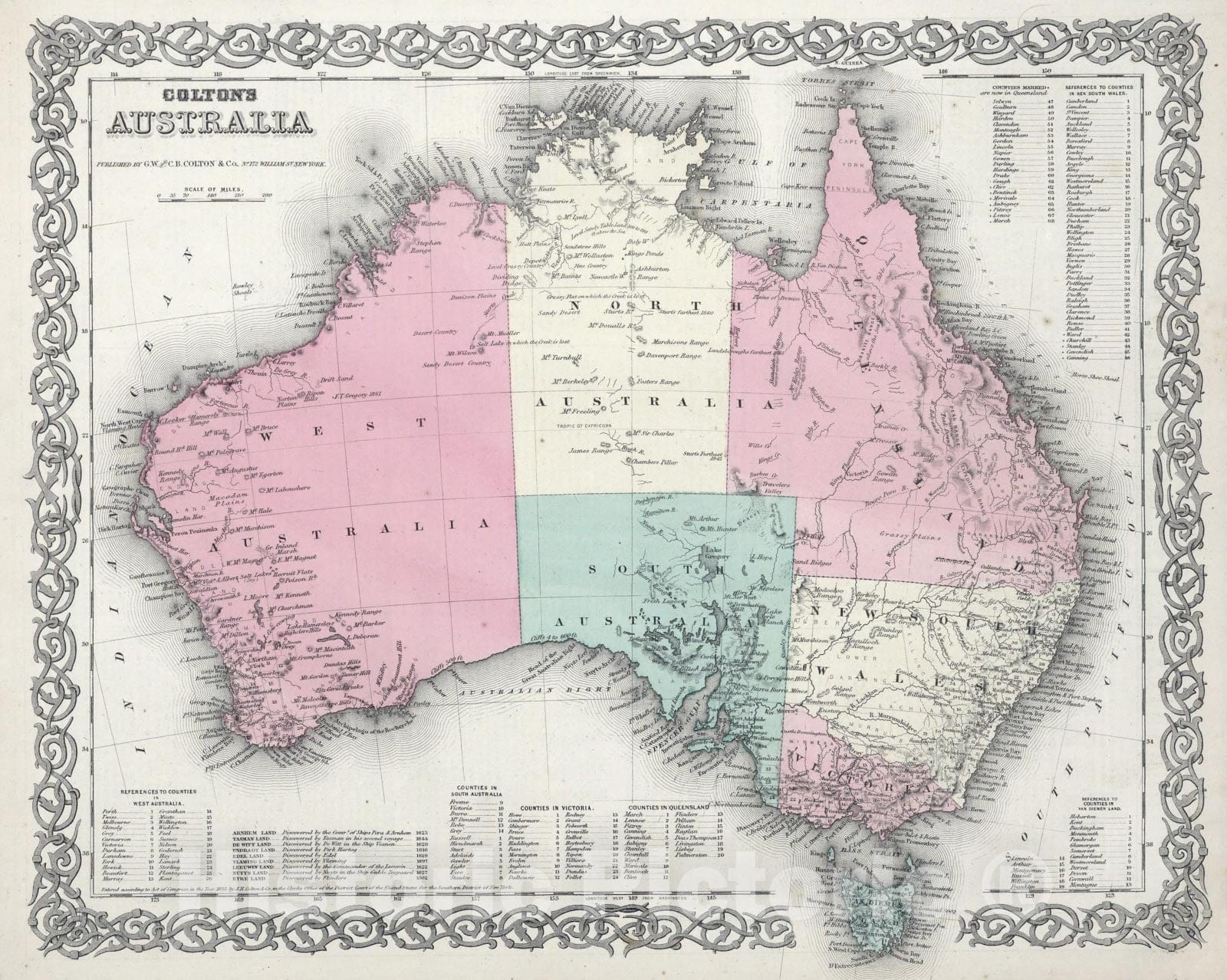 Historic Map : 1866 Australia. - Vintage Wall Art – Historic Pictoric
