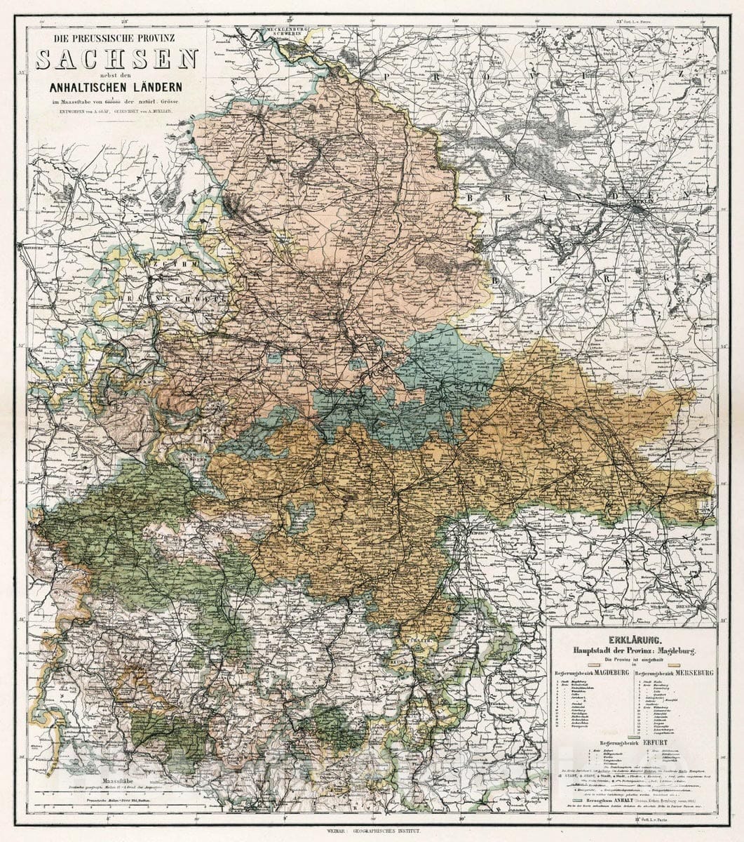 Historic Map : 1886 Saxony, Germany. - Vintage Wall Art – Historic Pictoric