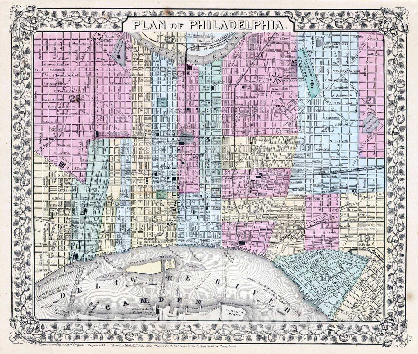 Historic Map : 1870 Philadelphia. - Vintage Wall Art – Historic Pictoric