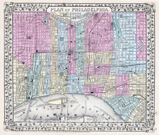 Historic Map : 1870 Philadelphia. - Vintage Wall Art – Historic Pictoric