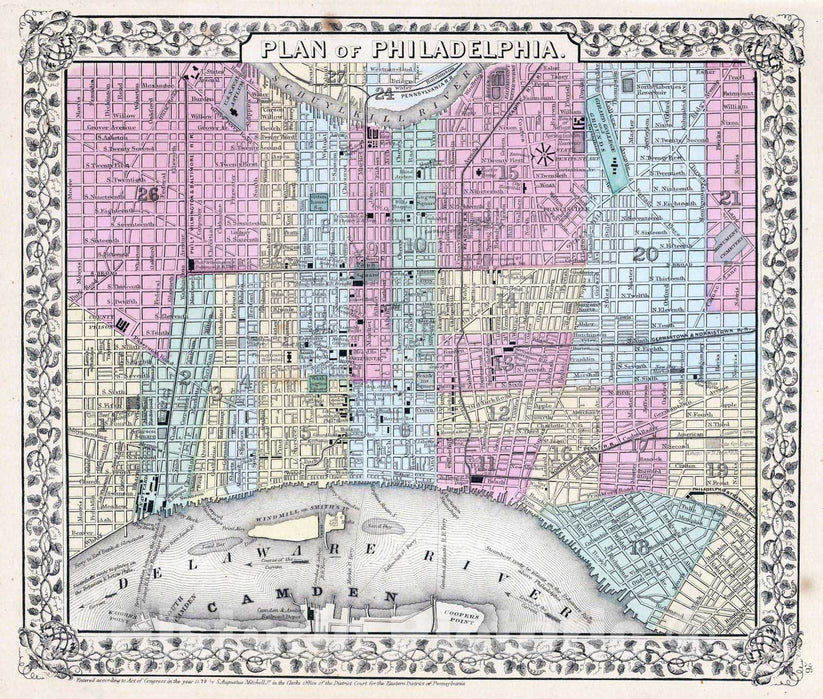 Historic Map : 1870 Philadelphia. - Vintage Wall Art – Historic Pictoric