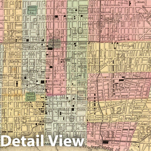 Historic Map : 1870 Philadelphia. - Vintage Wall Art - Historic Pictoric