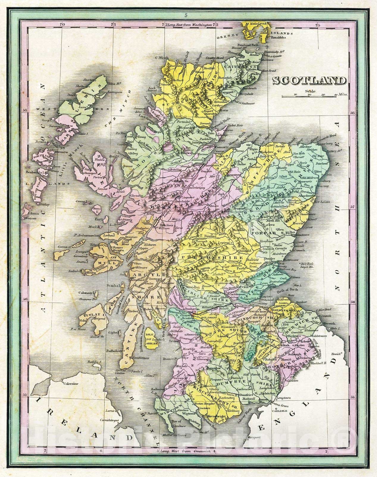 Historic Map : 1845 Scotland. v1 - Vintage Wall Art – Historic Pictoric