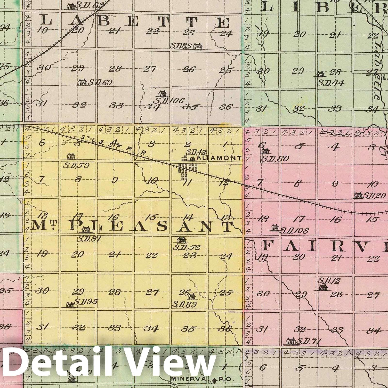 Historic Map : 1887 Labette Co, Kansas. - Vintage Wall Art – Historic ...