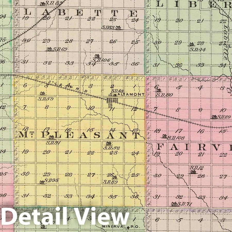 Historic Map : 1887 Labette Co, Kansas. - Vintage Wall Art – Historic ...