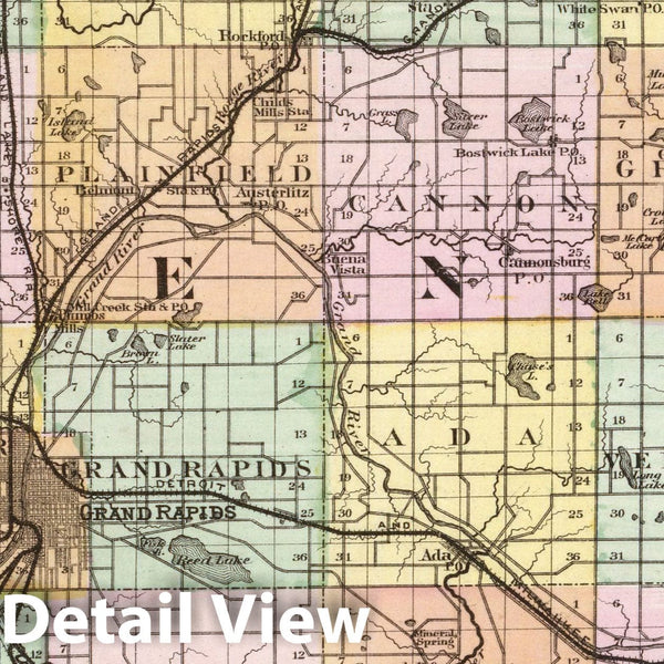 Historic Map : 1873 (Map of Kent County, Michigan) - Vintage Wall Art ...