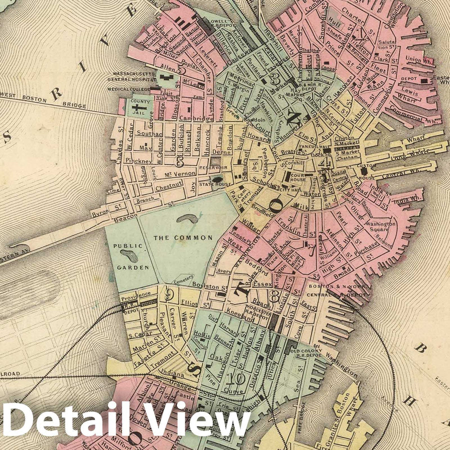 Historic Wall Map : National Atlas - 1857 Boston and Adjacent Cities ...