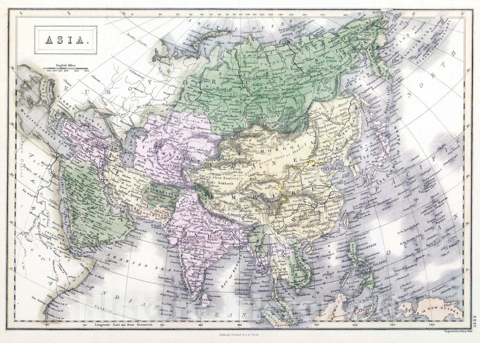 Historic Map : 1854 Asia. - Vintage Wall Art – Historic Pictoric