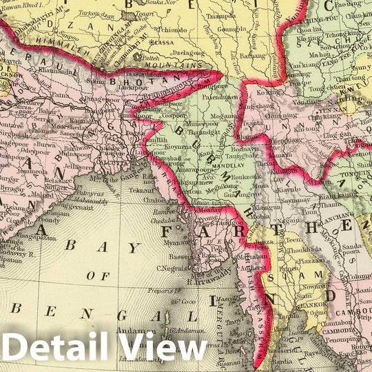 Historic Map : 1890 Hindoostan, Farther India, China, Tibet. - Vintage ...