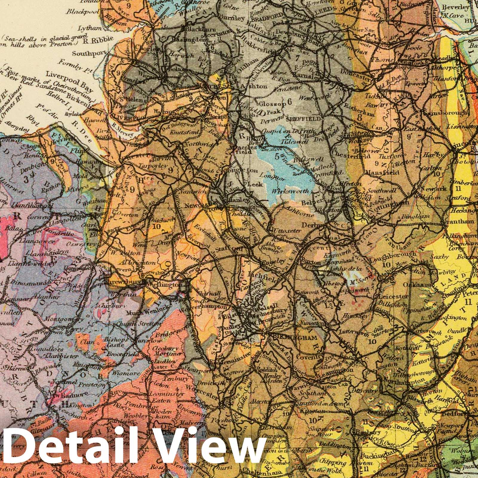 Historic Map : 1883 Geological map England, Wales. - Vintage Wall Art ...