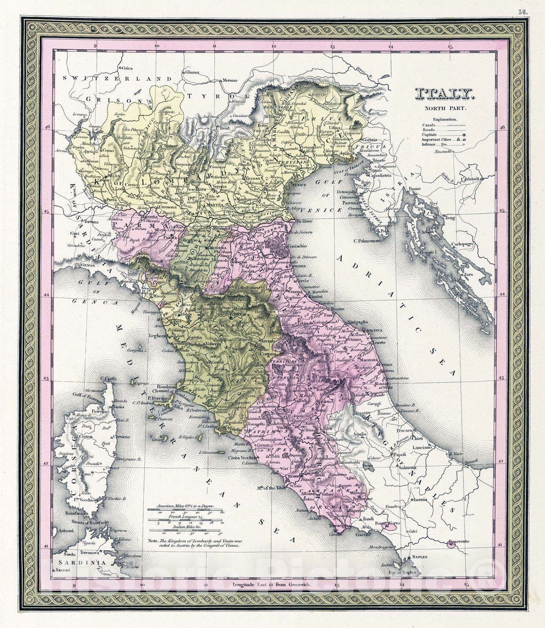 Historic Map : 1849 Italy - Vintage Wall Art – Historic Pictoric