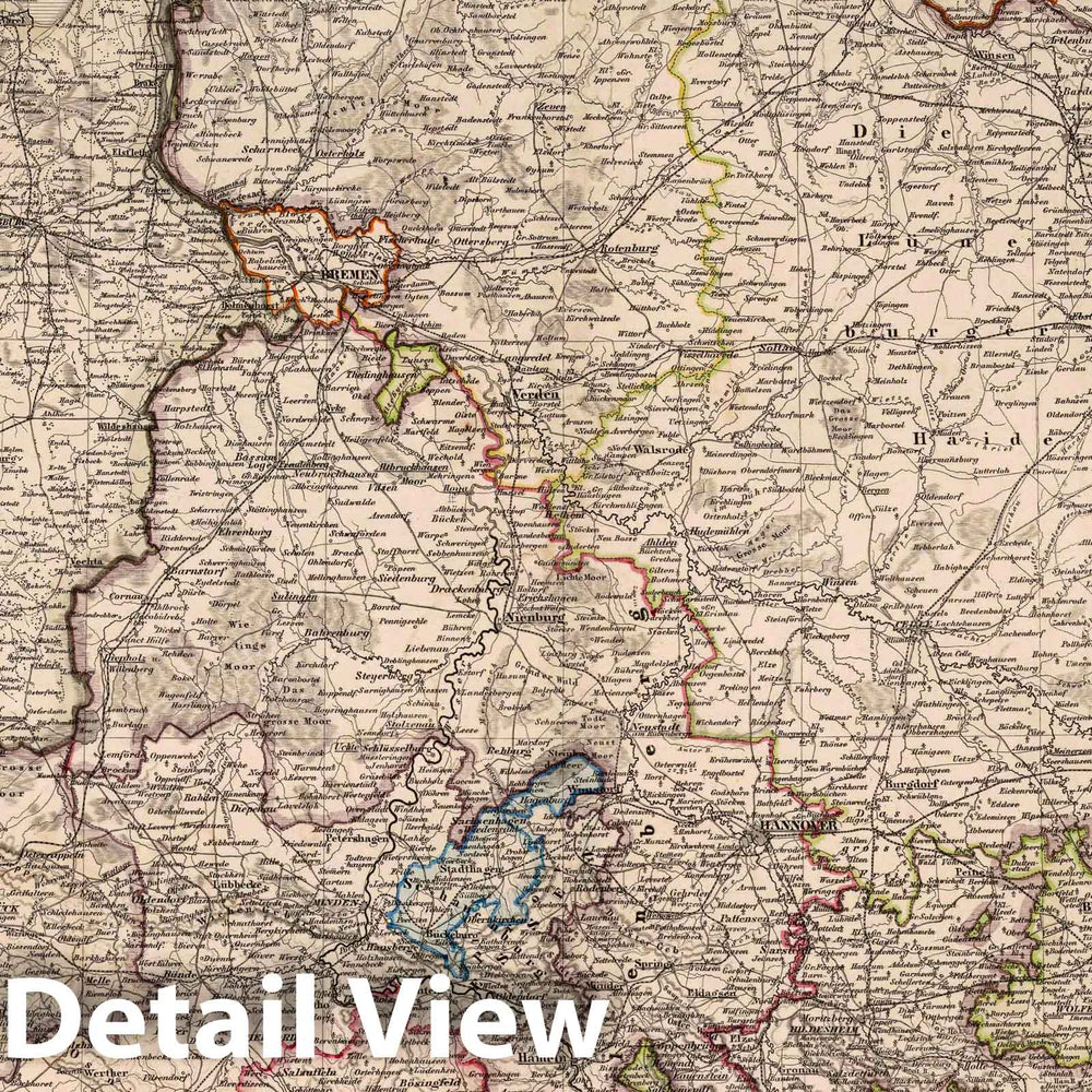 Historic Map : Germany, 1875 Hannover, Brunswick, Oldenburg and Hanses ...