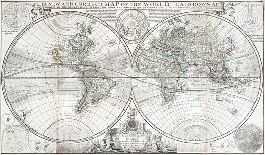 Historic Map : 1709 New and Correct Map of the World. - Vintage Wall A ...