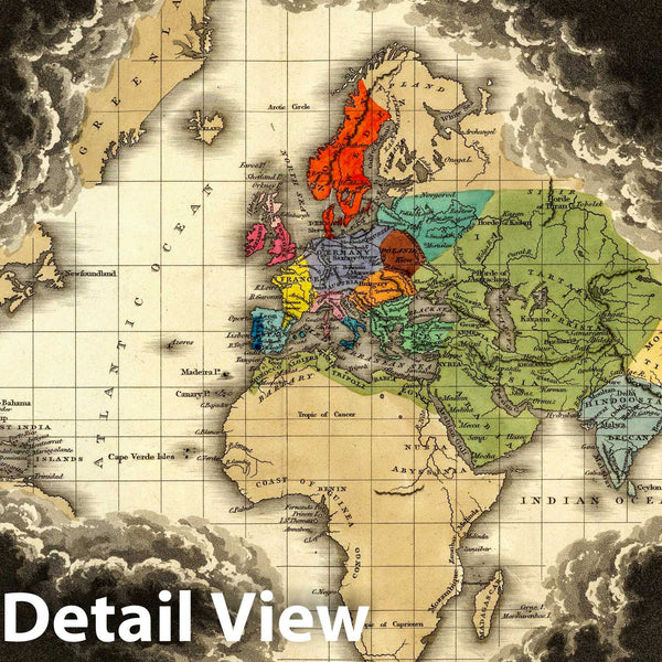 Historic Map : 1830 A.D. 1498. The Discovery Of America. - Vintage Wal ...