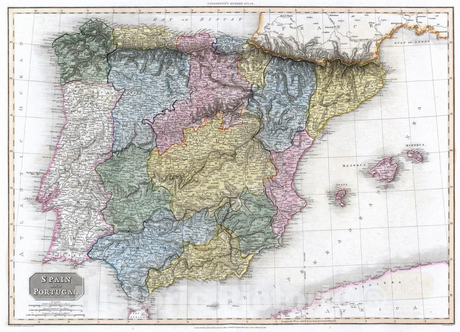 Historic Map : 1810 Spain and Portugal. - Vintage Wall Art – Historic ...