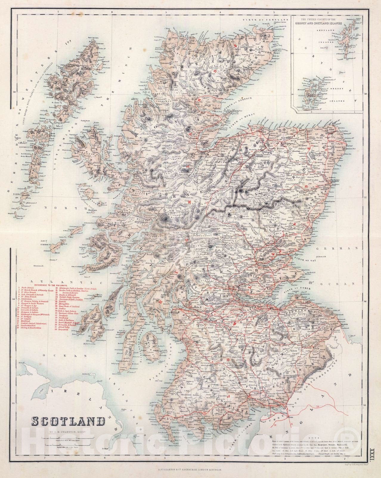 Historic Map : 1872 Scotland. - Vintage Wall Art – Historic Pictoric