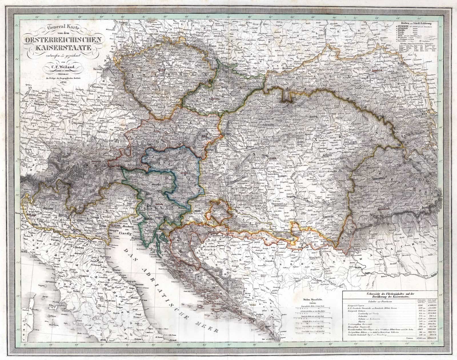 Historic Map : Austria, 1836 Oesterreichischen Kaiserstaate. Austrian ...