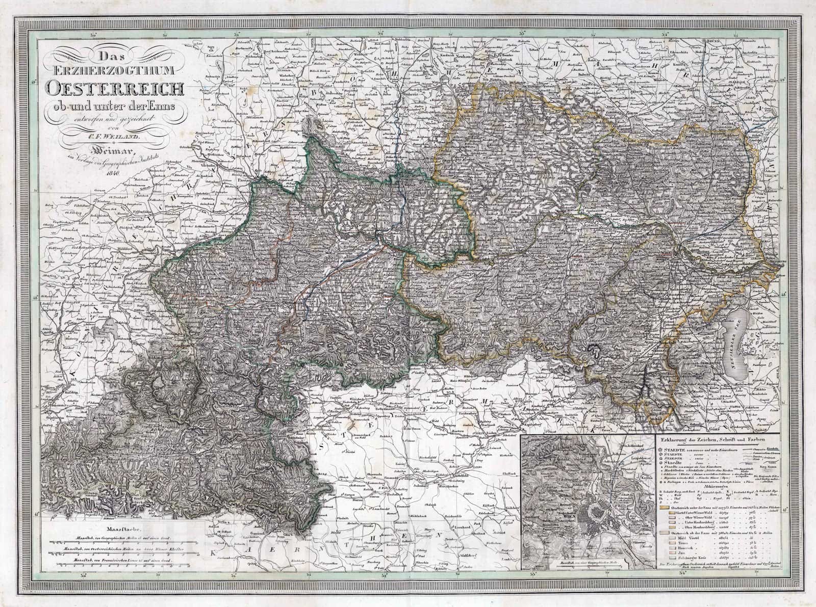 Historic Map : 1840 Das Erzherzogthum Oesterreich. Archduchy of Austri ...