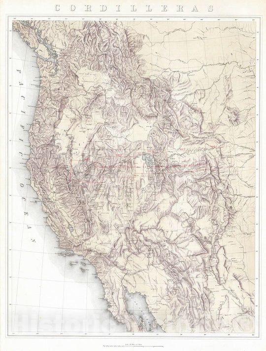 Historic Map : U.S. West, 1876 Cordilleras. , Vintage Wall Art ...