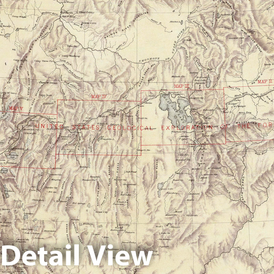 Historic Map : U.S. West, 1876 Cordilleras. , Vintage Wall Art ...