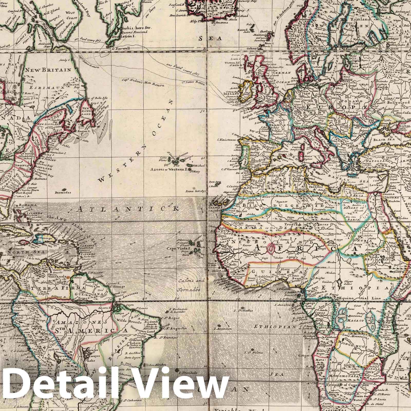Historic Wall Map : 1719 A New & Correct Map of the Whole World. - Vin ...