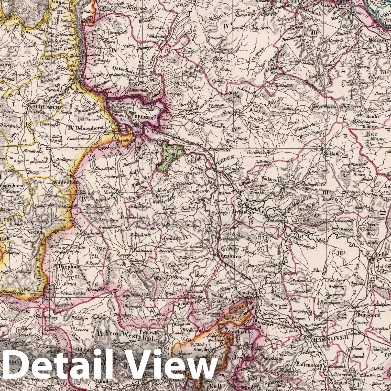 Historic Map : Germany, 1848 Das Koenigreich Hanover , Vintage Wall Ar ...