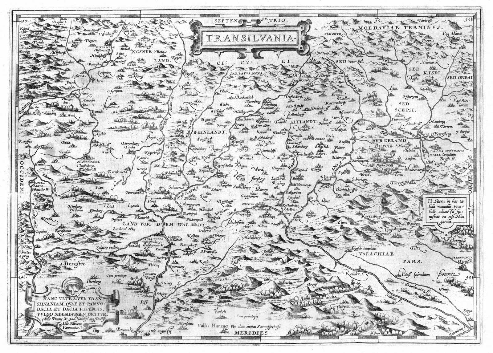 Historic Map : Transylvania (Romania) 1570 (43) Transilvania. , Vintag ...