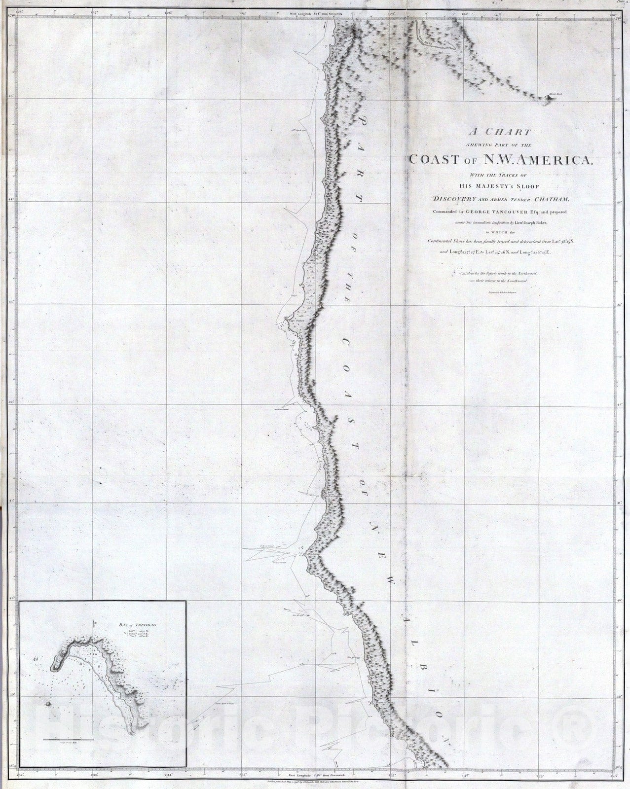 Historic Map : Chart Atlas - 1798 The Coast of N.W. America - Vintage ...