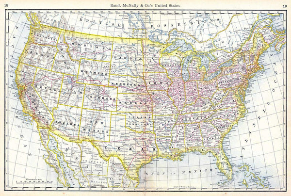 Historic Map : National Atlas - 1879 United States. - Vintage Wall Art ...