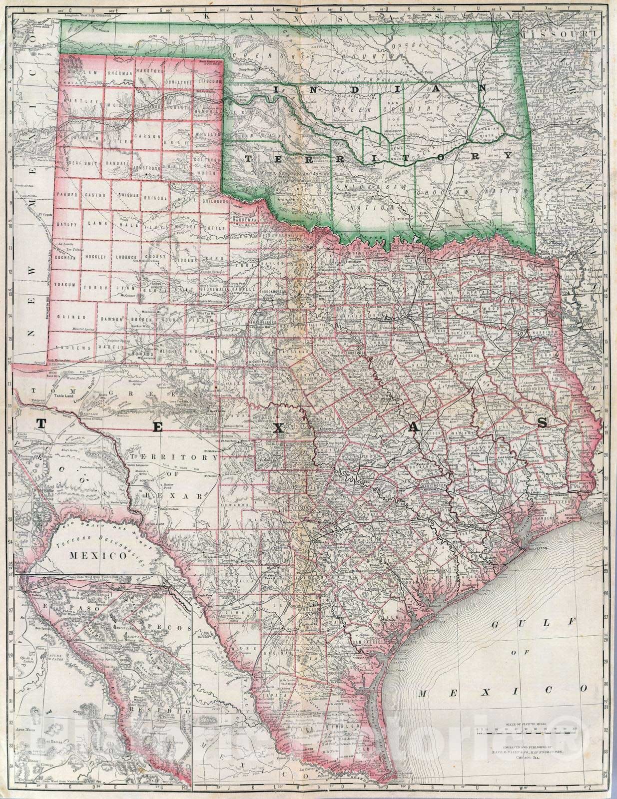 Historic Map : National Atlas - 1879 (Texas and Indian Territory) - Vi ...
