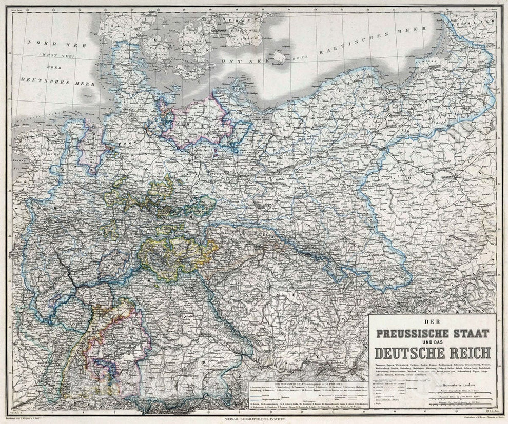 Prussian State German Empire 1875 Historical Map Print – Historic Pictoric