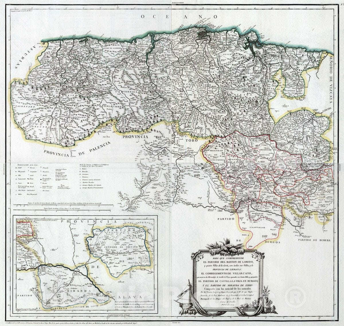 Historic Map : Spain, 1774 Composite map: 10-13. Mapa que comprehende ...